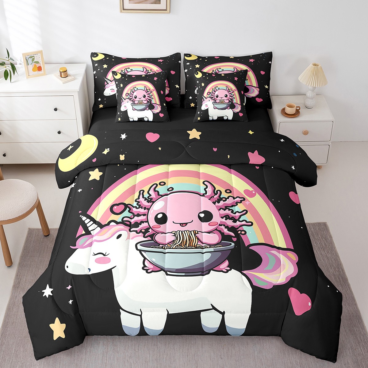 Manfei Axolotl Unicorn 7 Pieces Bedding Comforter Set,Oriental Food ...