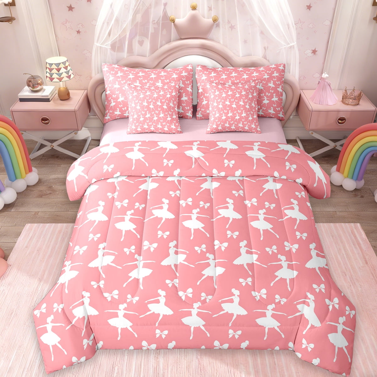 Manfei Ballet Dancer 7pcs Bedding Comforter Set,Princess Bowtie Queen ...