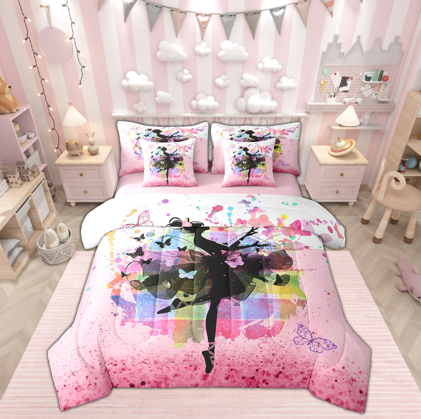 Manfei Ballet Dancer Bed in a Bag King size, Princess Print Bed Set ...