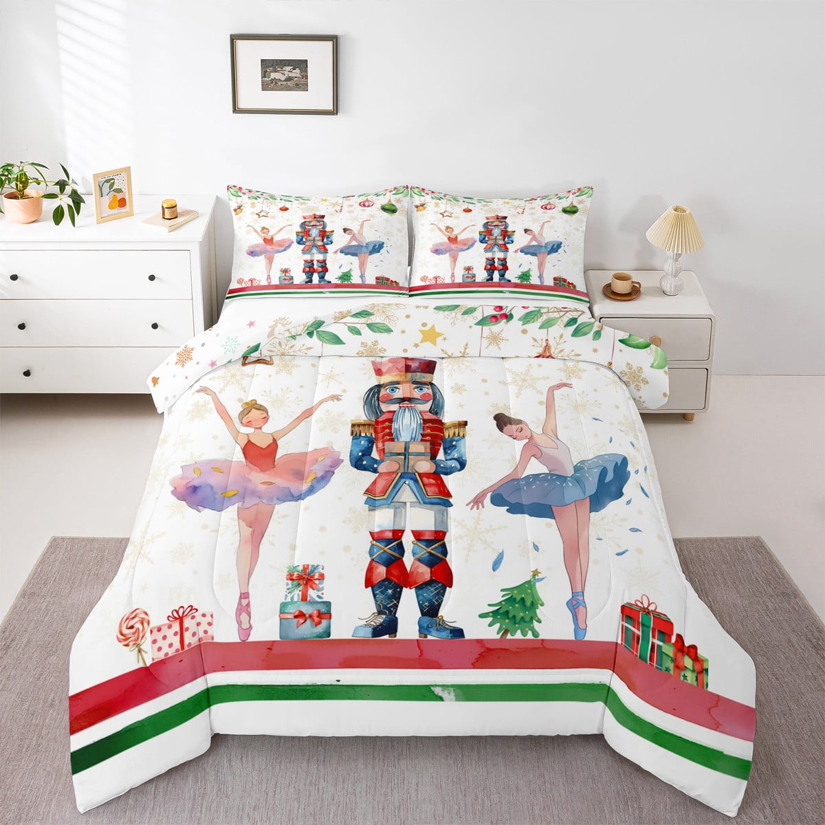 Manfei Ballet Dancer Queen Comforter Set,Christmas Festival Bedding ...