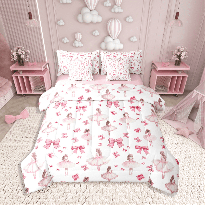 Manfei Ballet Girls 7 Pieces Bedding Comforter Set,Dance Theme Full ...