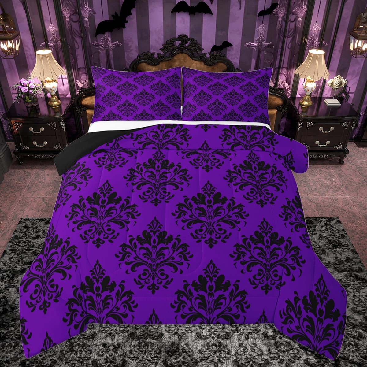 Purple And Black Bedding