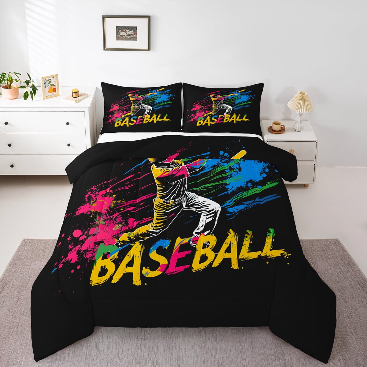 Manfei Baseball Game Bedding Comforter Set,Sport Gaming Twin Comforter ...