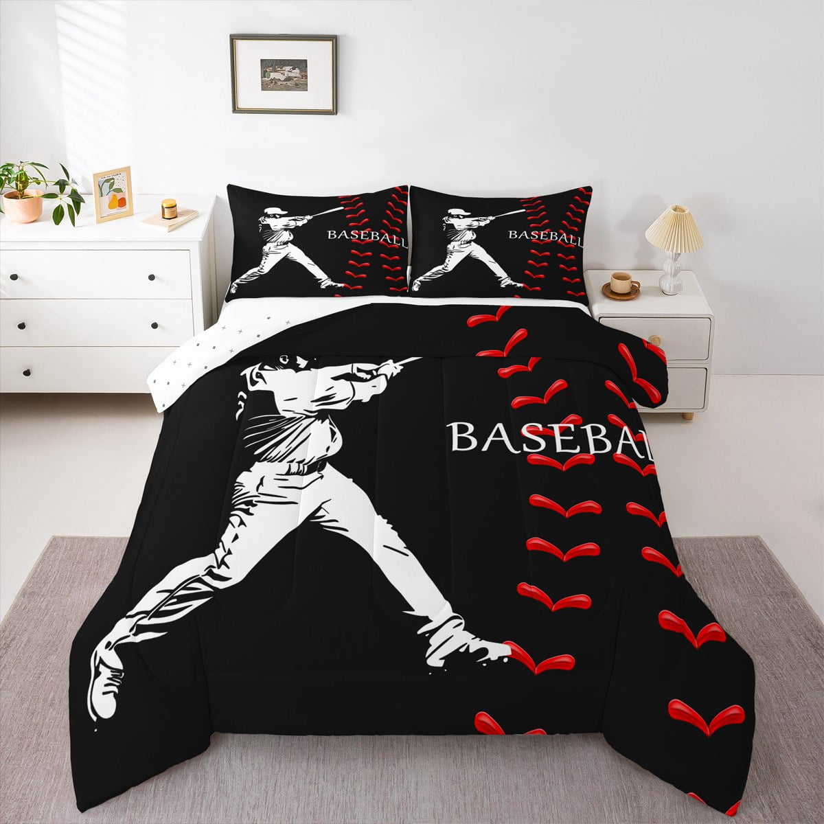 Manfei Baseball Player Comforter Sets Full Size, Sports Lover ...