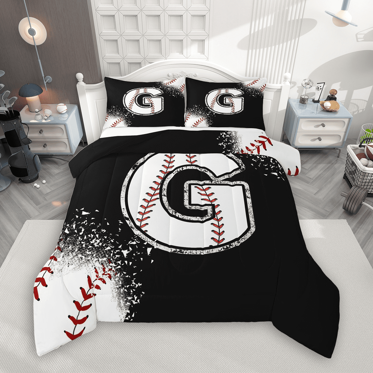 Manfei Baseball Sport Full Size Comforter Sets 3-Piece for Kids Teens ...