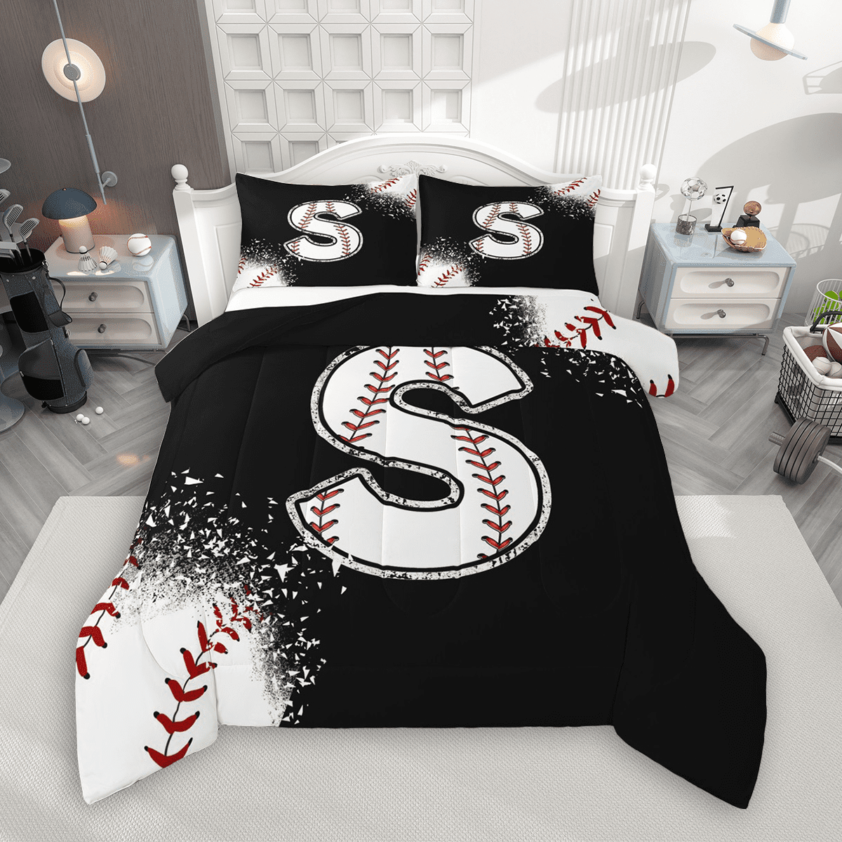 Manfei Baseball Sport Queen Comforter Set 3 Pieces for Kids Teens ...