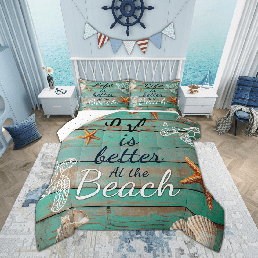 Manfei Beach Marine Bedding Sets with Comforter, Lodge Cabin Comforter ...