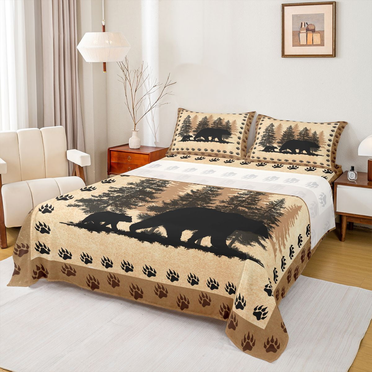 Homewish Bear Family Animal Full Size Sheets for Adult, Jungle Wildlife ...