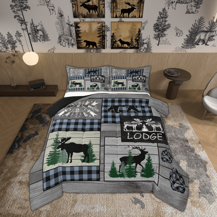 Manfei Bear Family Bedding Sets Full with Comforter, Old Barn Door ...