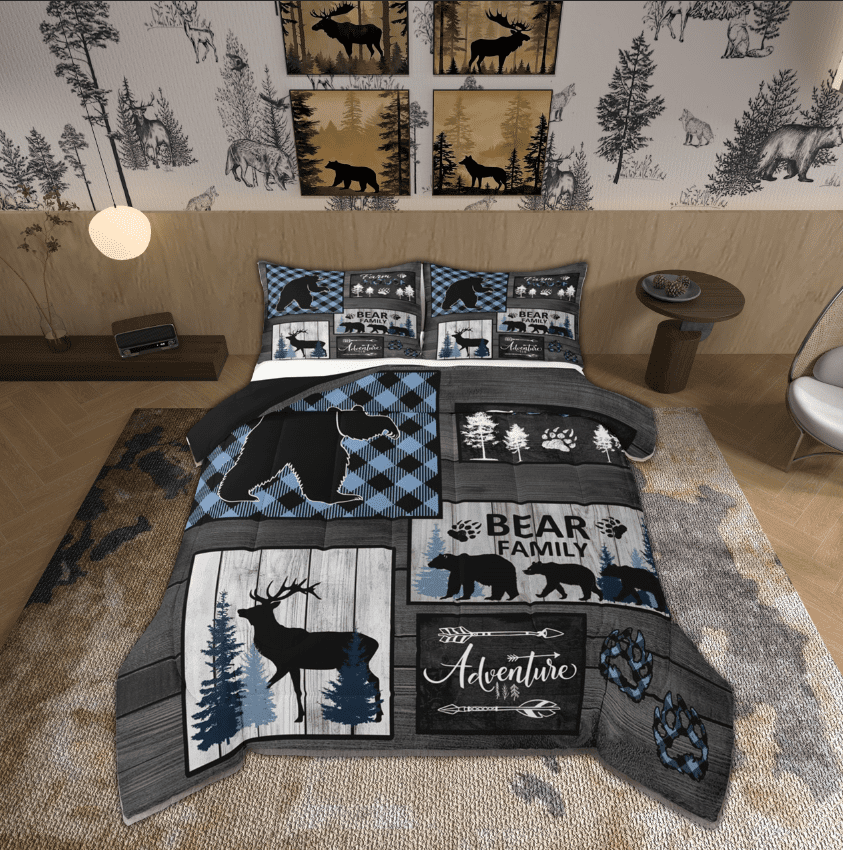 Manfei Bear Family Bedding Twin Comforter Set, Old Barn Door Comforter ...