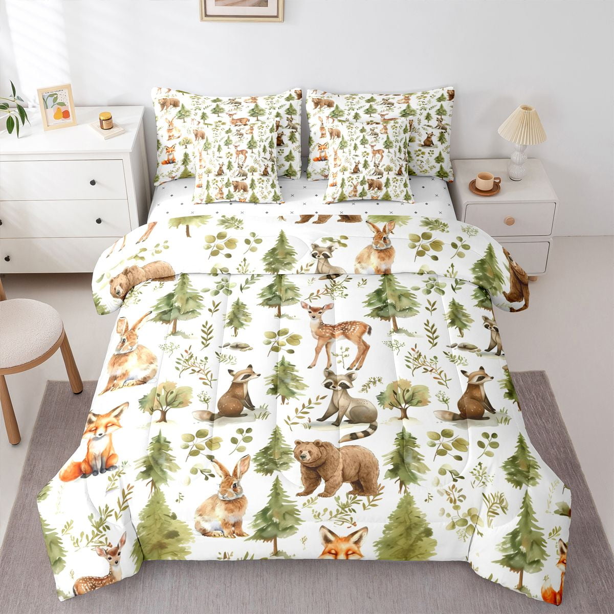 Manfei Bear Rabbit Fox Bedding Comforter Set 7pcs for Children Teens ...