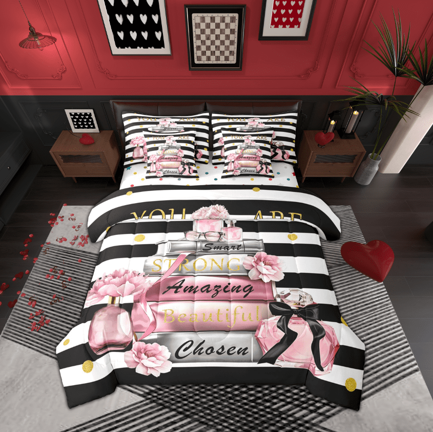 Manfei Beautiful Bowtie Perfume Bedding Comforter Set 7pcs,Romance ...