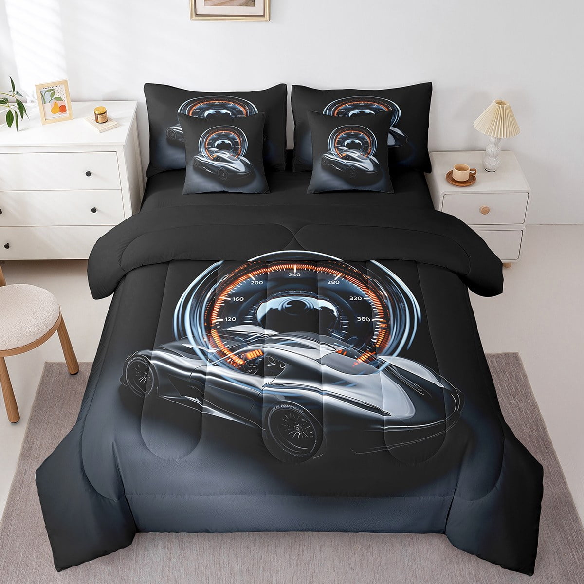 Manfei Black Car 7pcs Bedding Comforter Set,Extreme Sport Queen Bedding ...