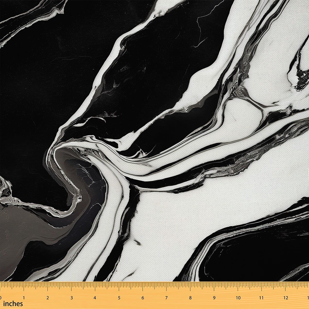 Manfei Black White Marble Fabric by the Yard (1 Yard), Watercolor Ink ...