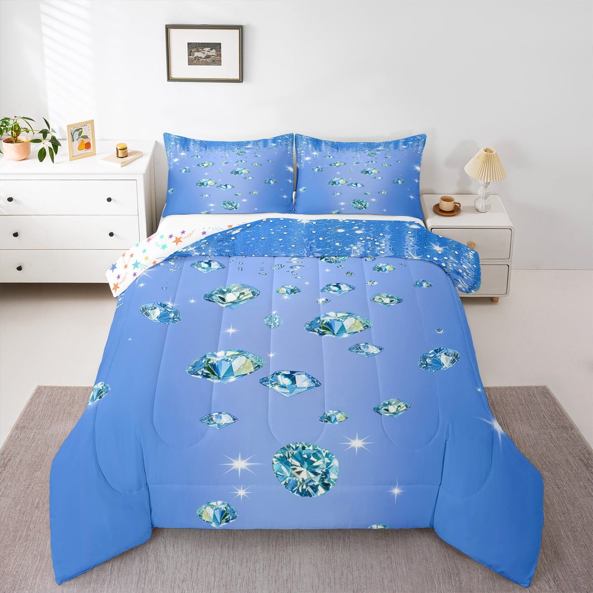 Manfei Bling Print King Size Comforter Sets,Luxury Texture Diamond ...