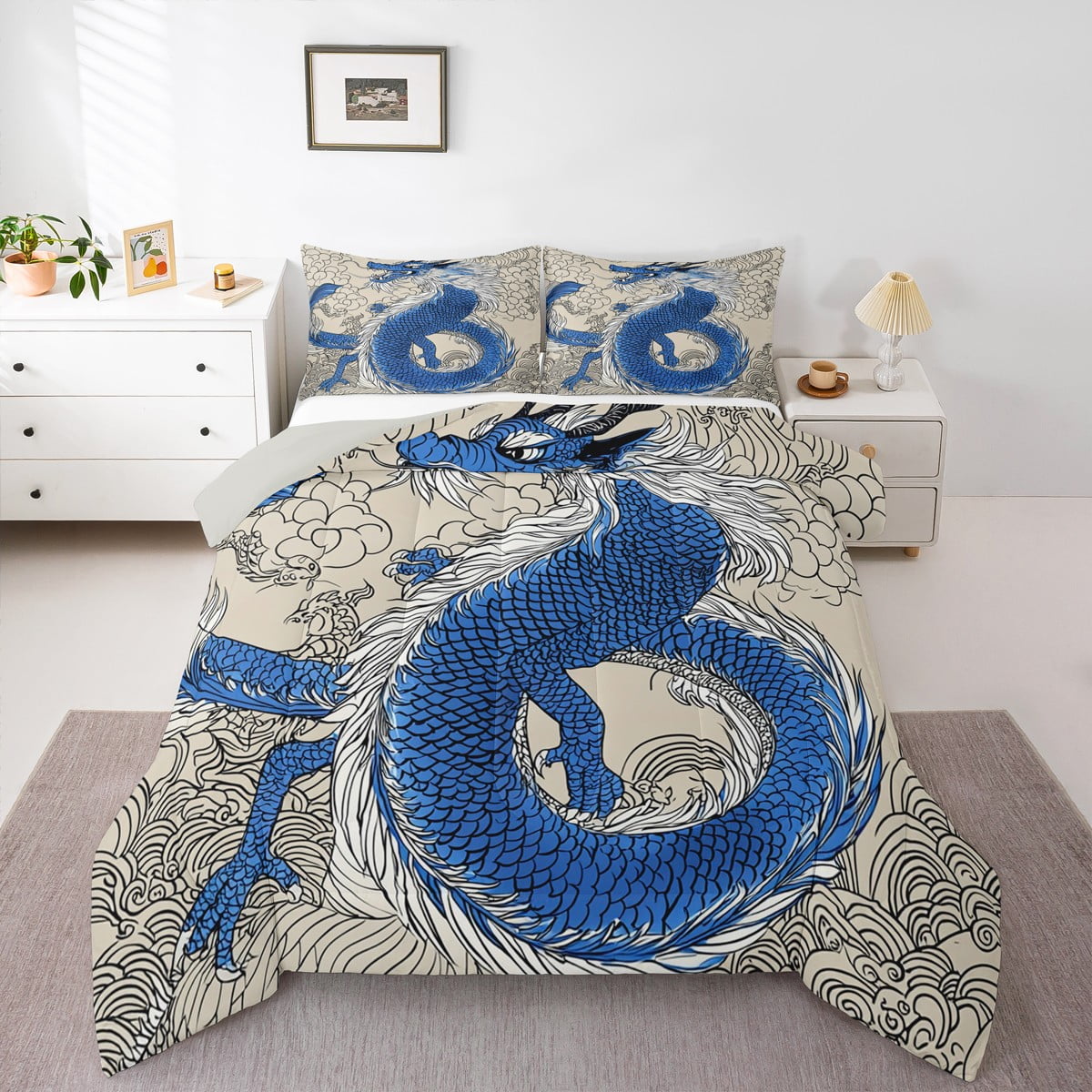 Manfei Blue Dragon Full Size Comforter Sets,Magic Animal Bedding ...