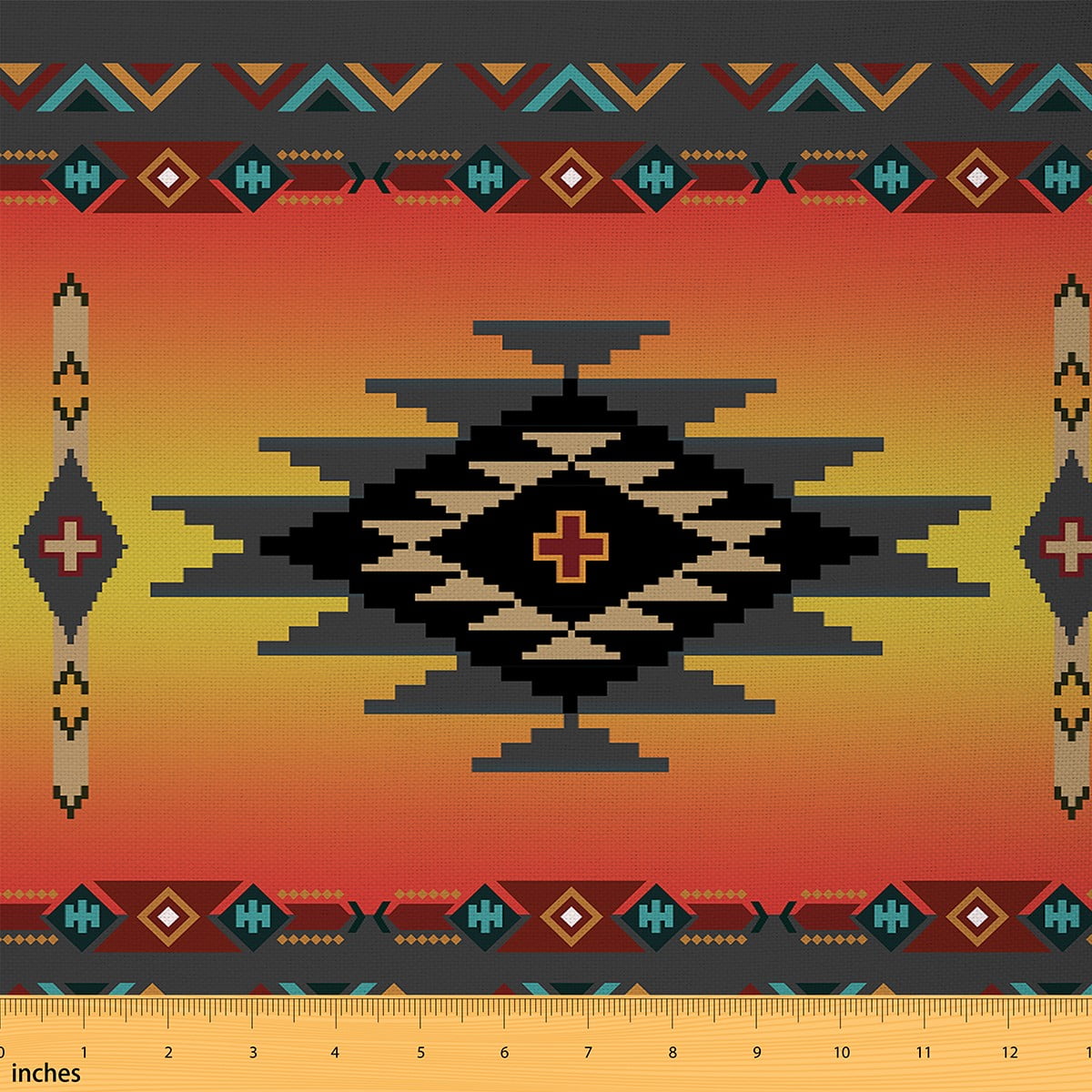 Manfei Bohemian Aztec Sewing & Crafting Fabric (1 Yard), Boho Triangle ...