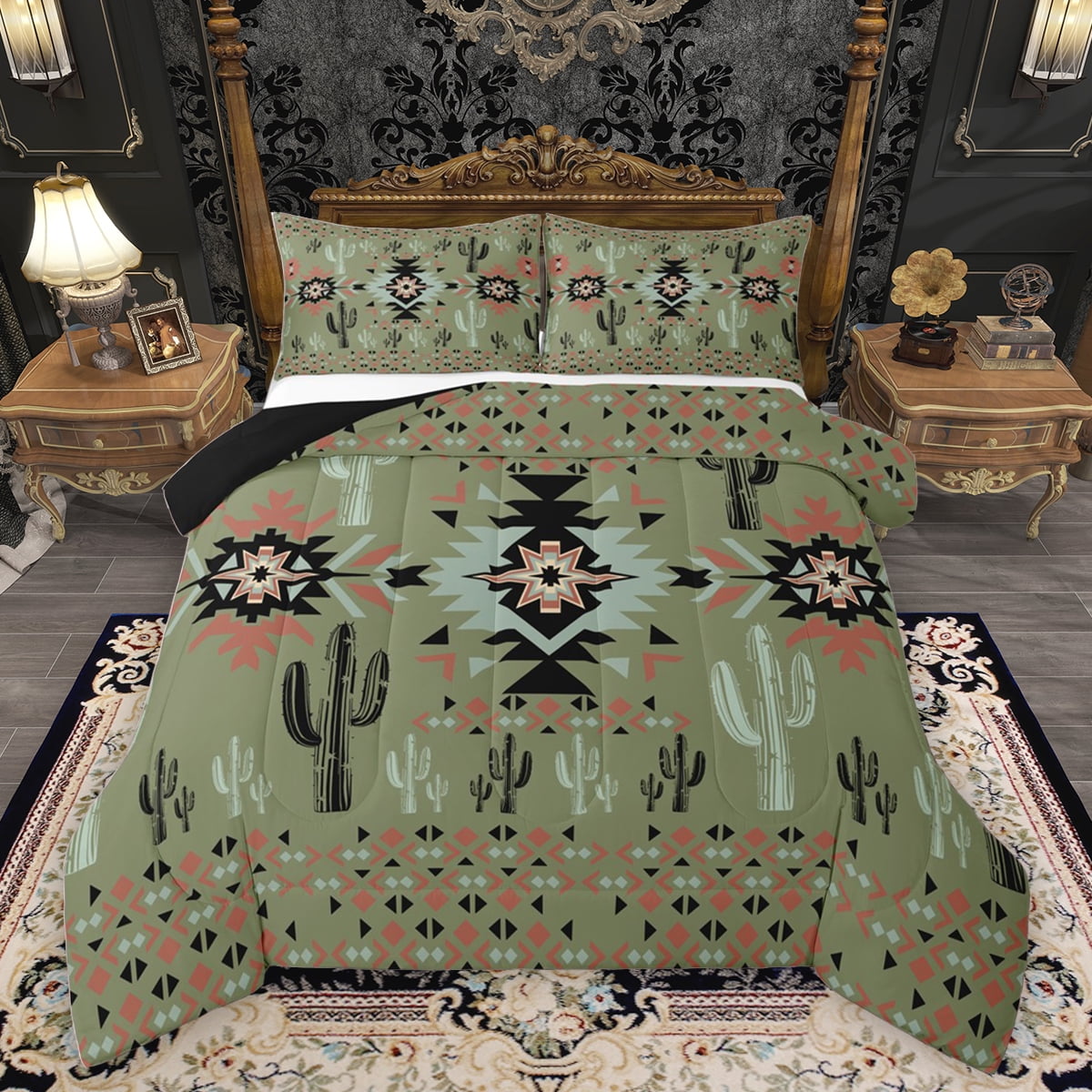 Homewish Bohemian Hippie Aztec Bedding Comforter Set for Adult, Rustic ...