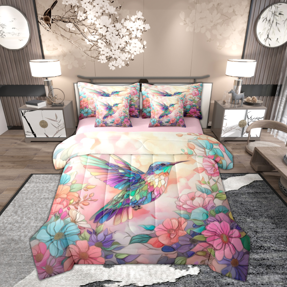 Manfei Bohemian Hummingbird Bedding Comforter Set 7 Pieces, Mandala ...
