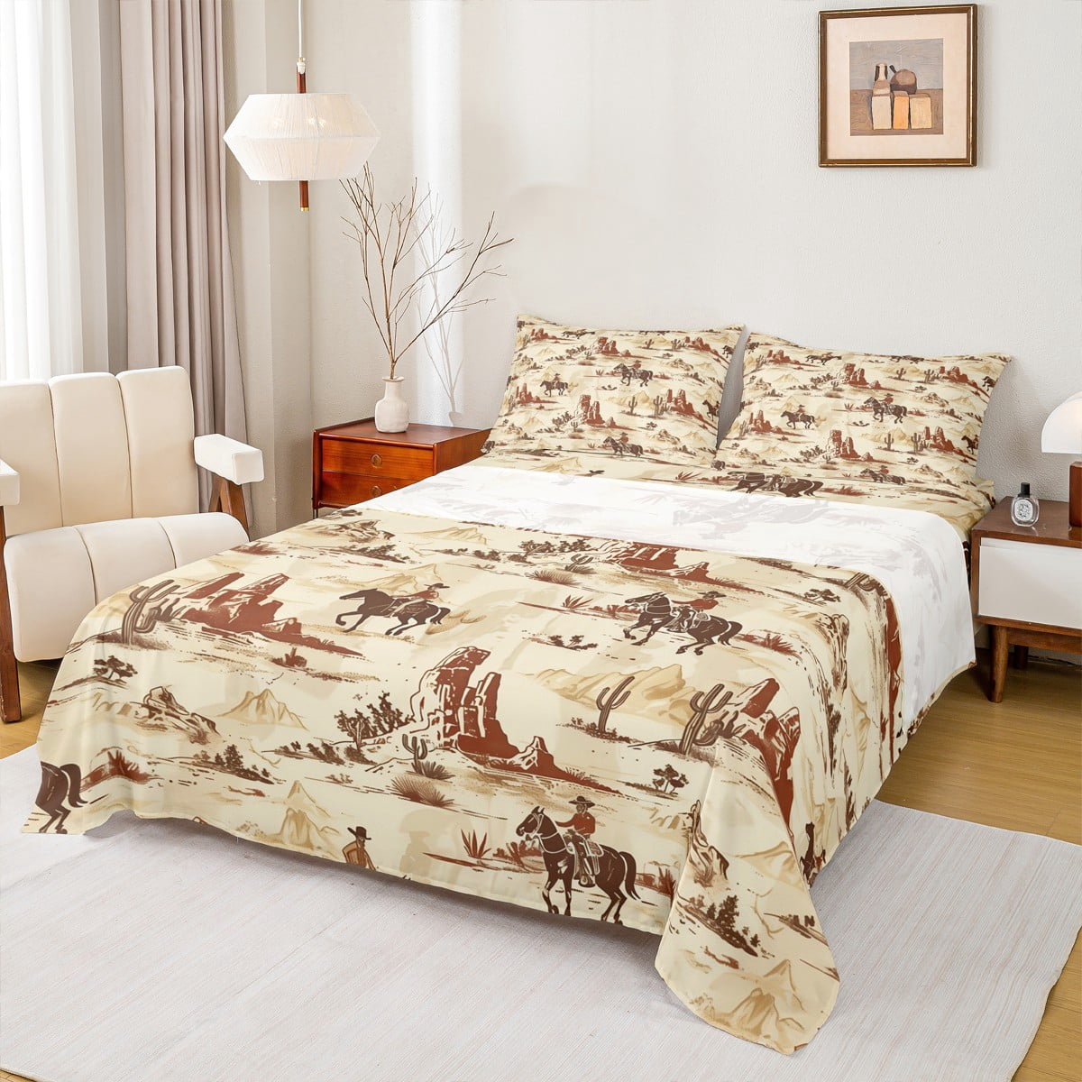 Manfei Bohemian Tribal Aztec Twin Sheet Sets, Vintage Western Horse ...