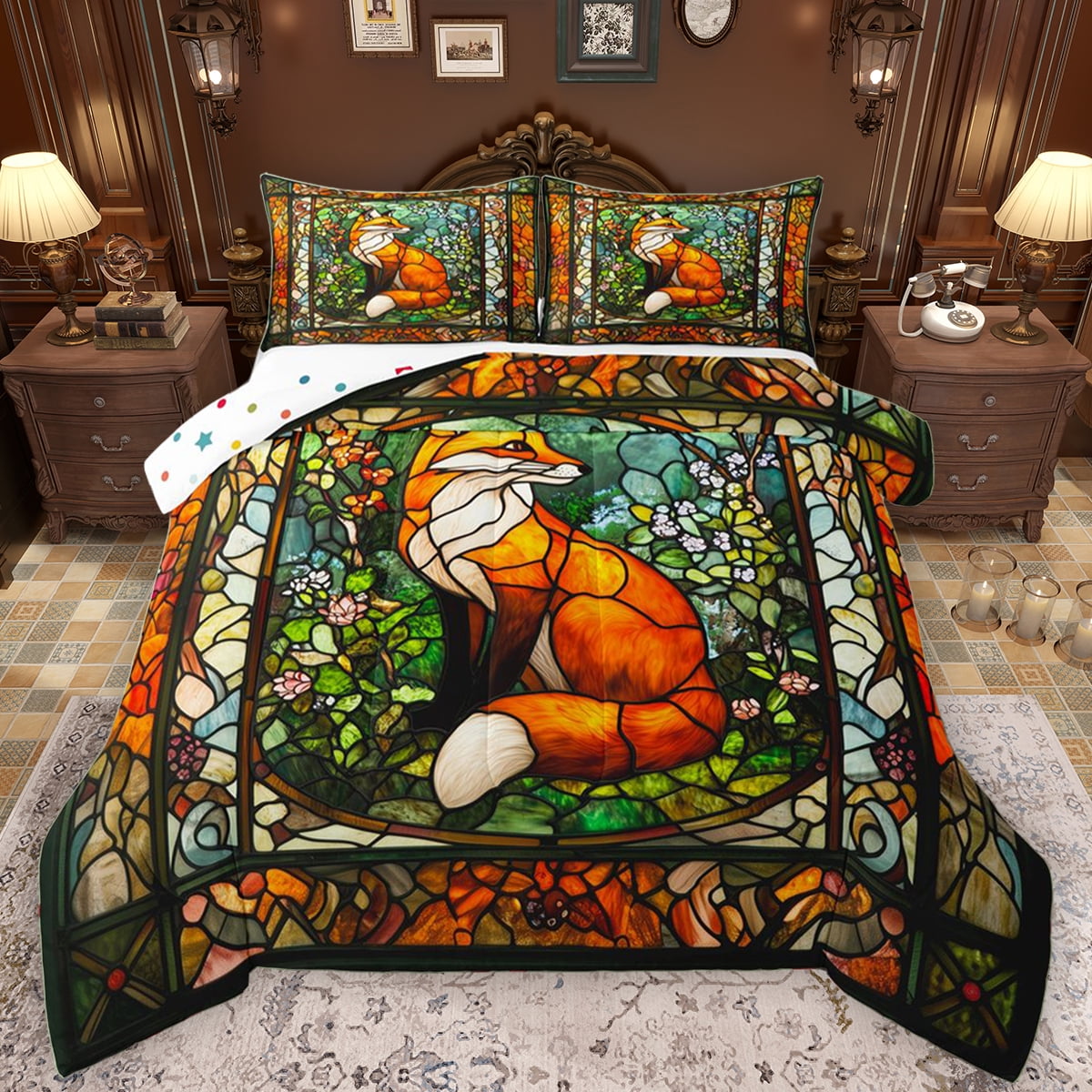Manfei Bohemian Western Fox Bedding Comforter Set for Adult, Tribal ...
