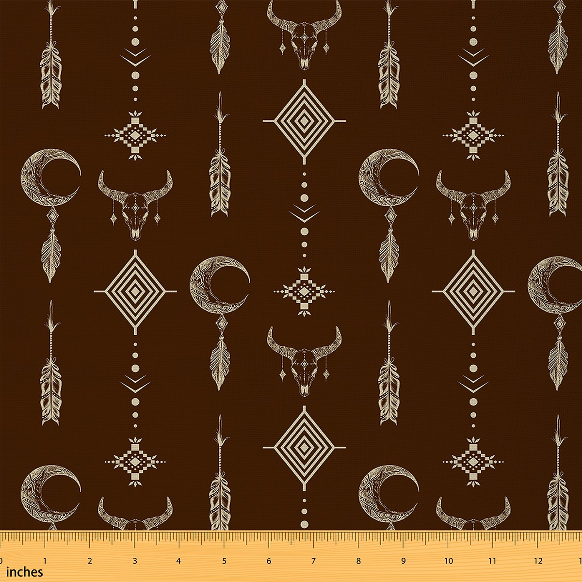 Manfei Boho Aztec Fabric by the Yard (1 Yard), Bohemian Cattle Skull ...