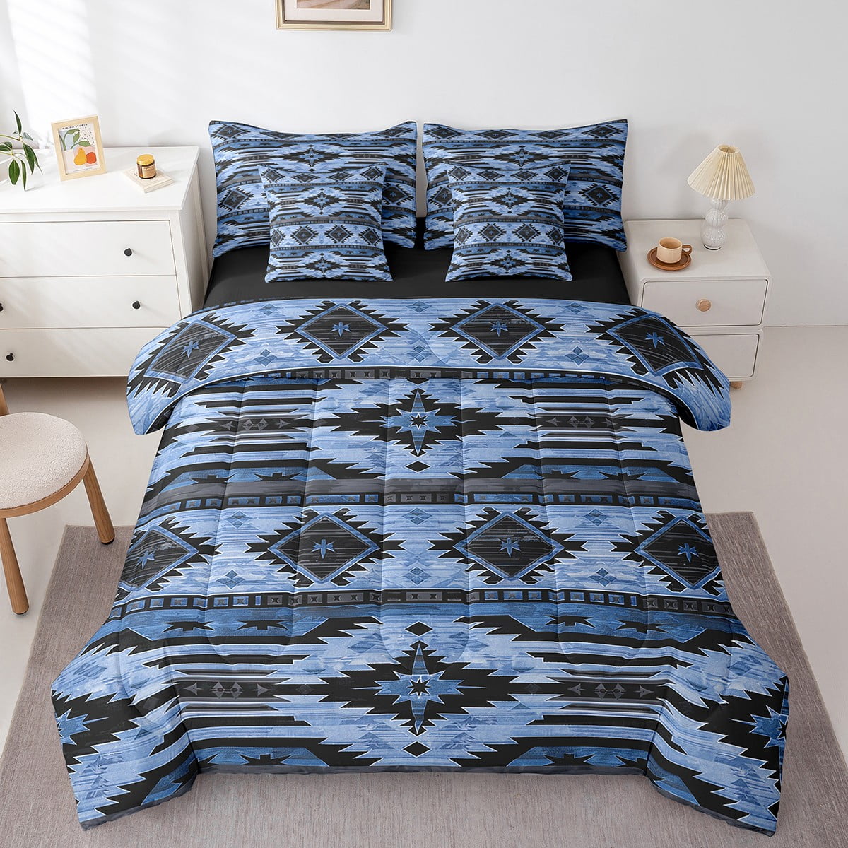 Manfei Bohomian Aztec Bedding Queen Size, Hippie Triangle Bedding Sets ...
