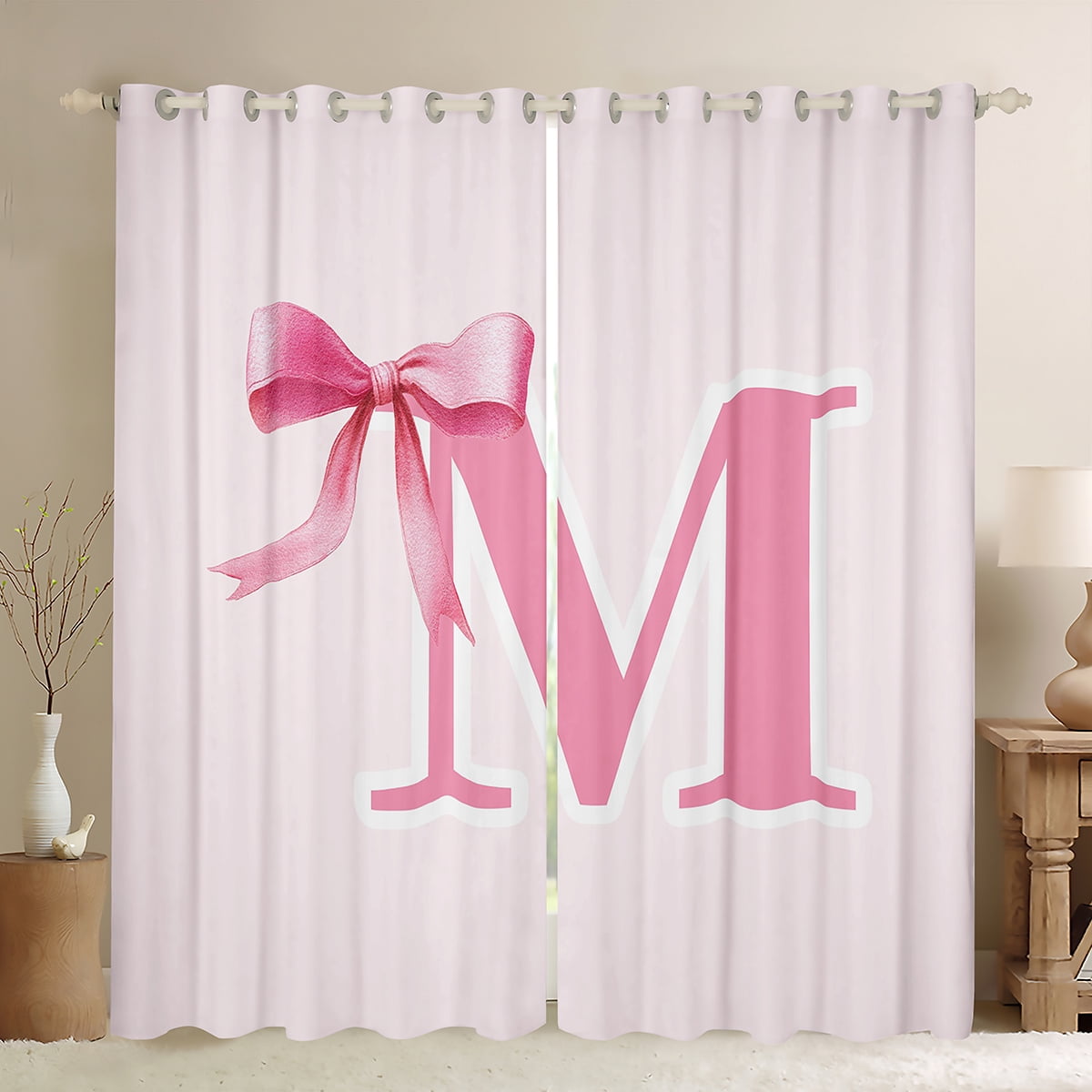 Manfei Bow Bowknot Ribbon Curtains Pack of 2 (42x84 Each),Fairy Tale ...