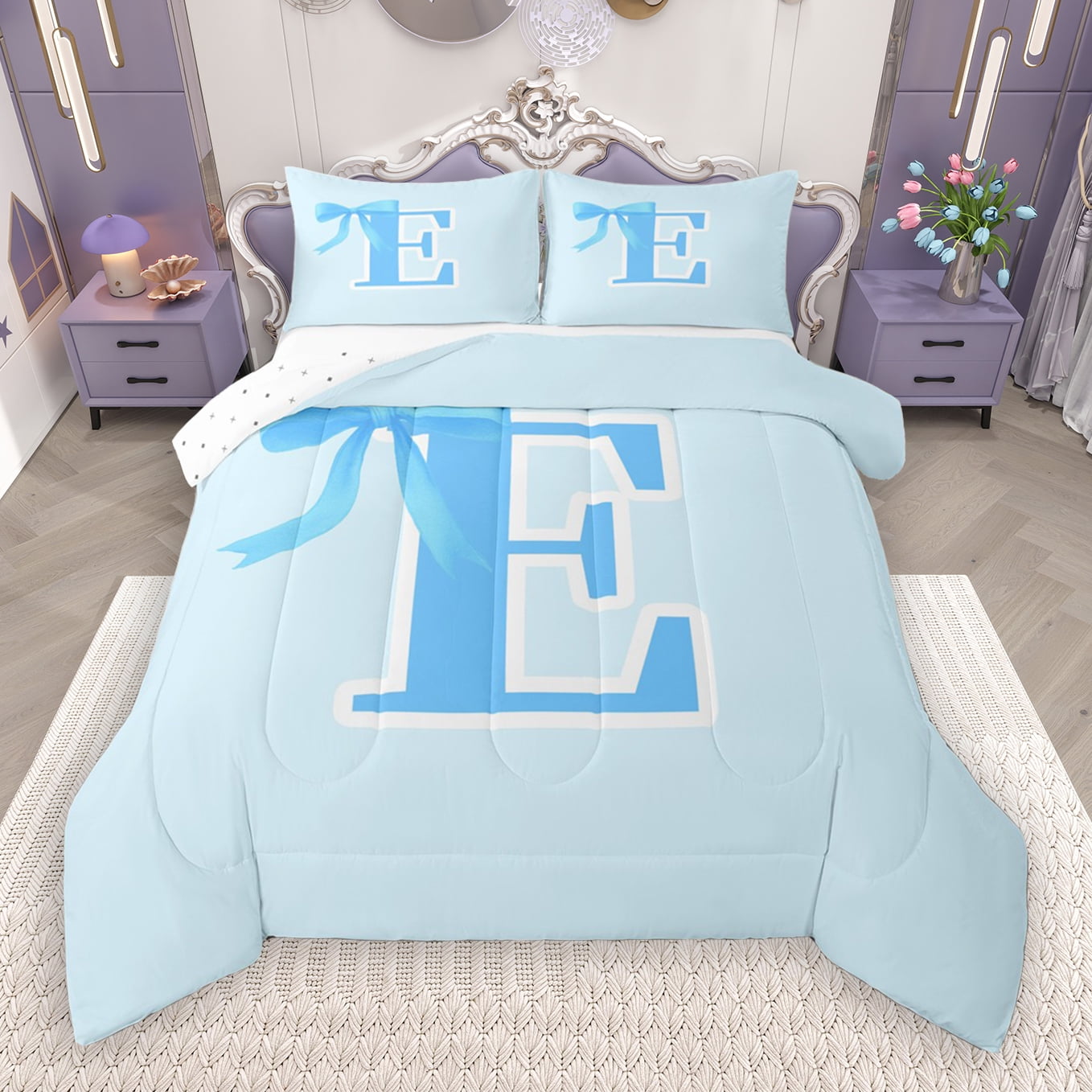 Manfei Bow Bowknot Ribbon Full Size Comforter Sets,Fairy Tale Theme ...
