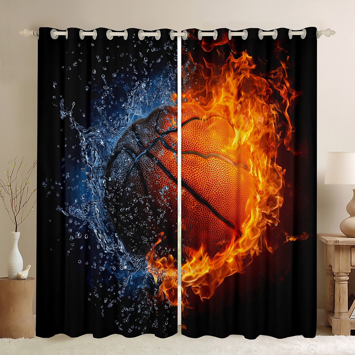 Manfei Boys Basketball Lover Blackout Curtains Set of 2 (52x84 Each ...