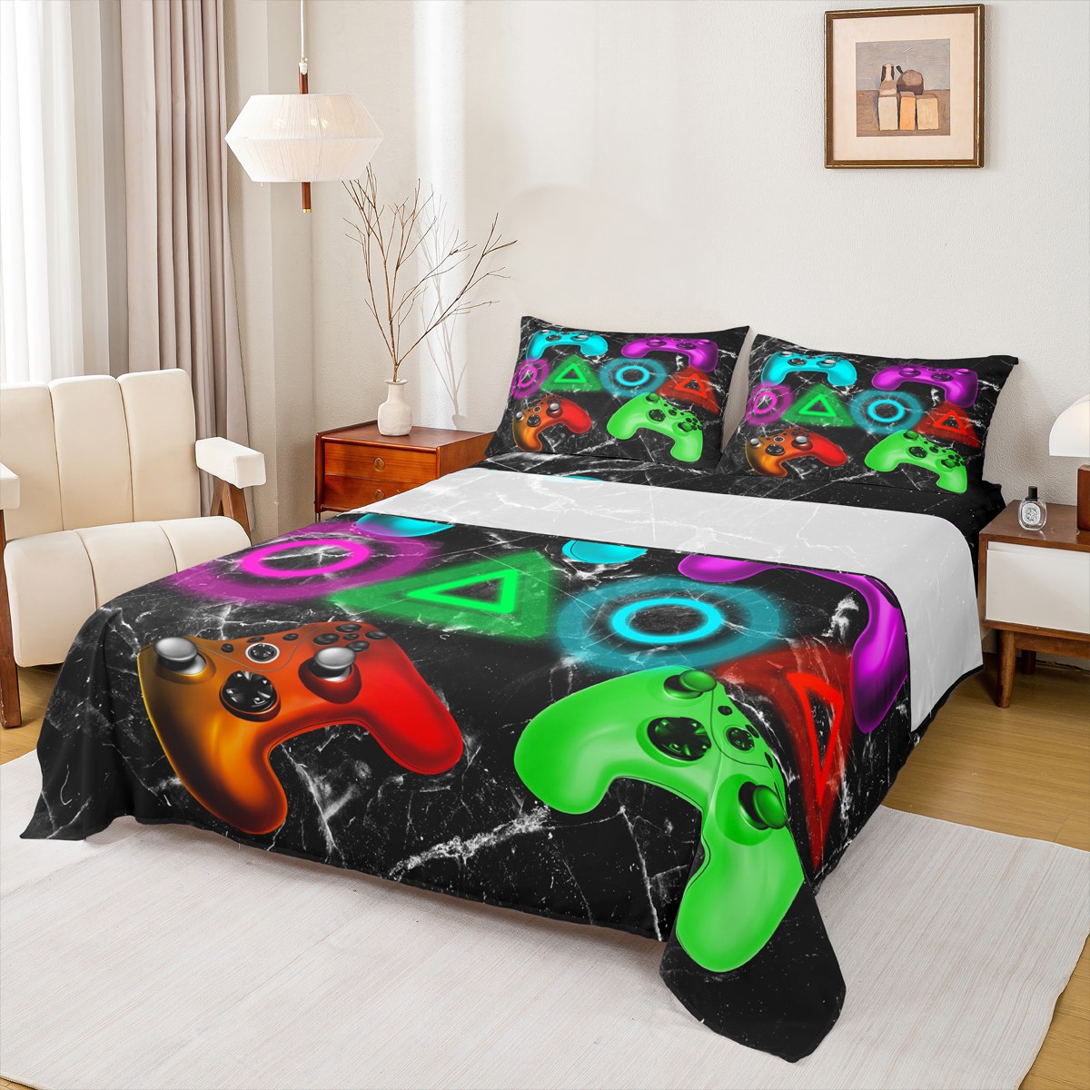 Manfei Boys Gaming Gamer Bed Sheets, Video Game Console Gamepad King ...