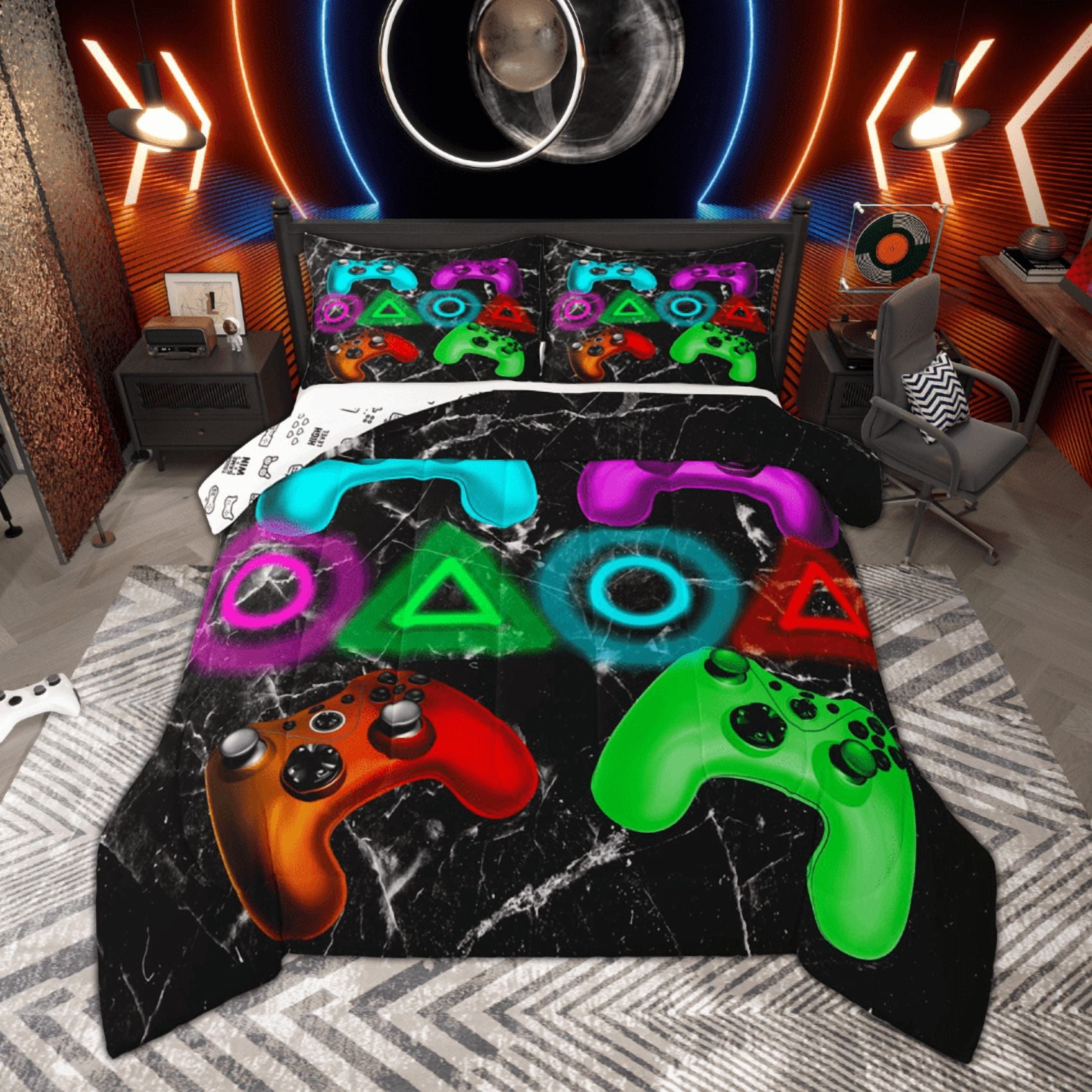 Manfei Boys Gaming Gamer Queen Comforter Set, Video Game Console ...