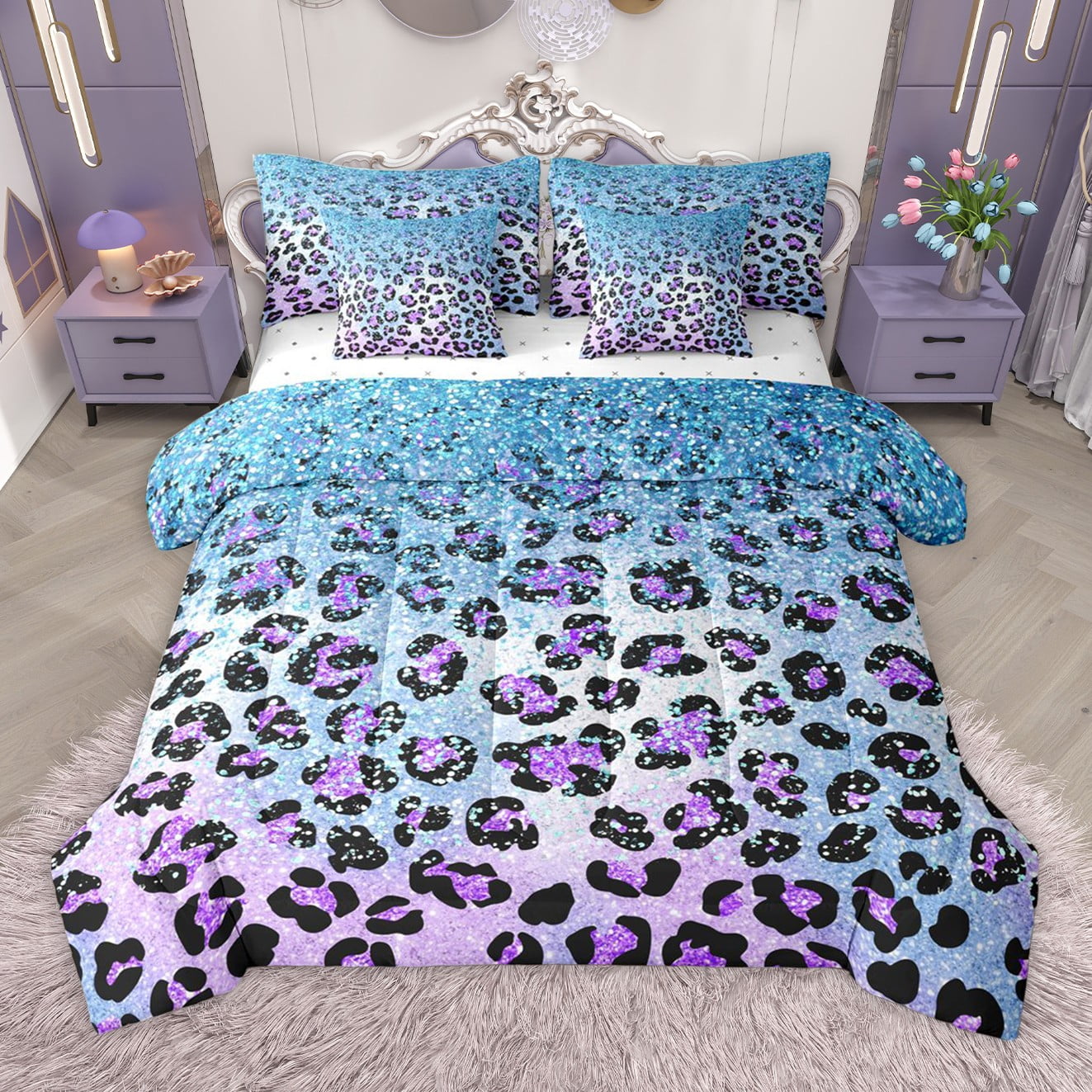 Manfei Boys Girls Abstract Leopard Print 7pcs Bedding Comforter Set ...
