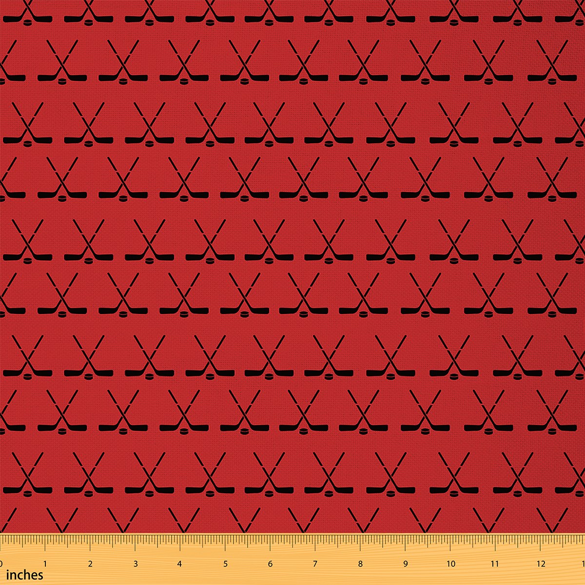 Manfei Boys Ice Hockey Sewing & Crafting Fabric (1 Yard), Black Red ...