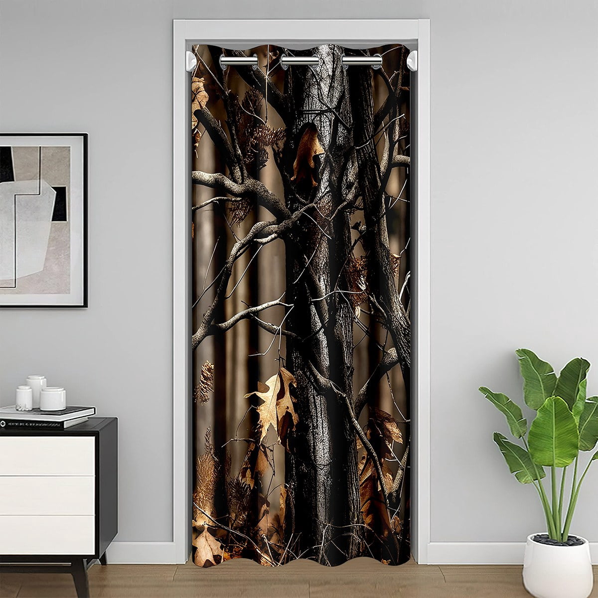 Manfei Branches Print Door Curtain Panel 42x84, Autumn Fallen Leaves ...