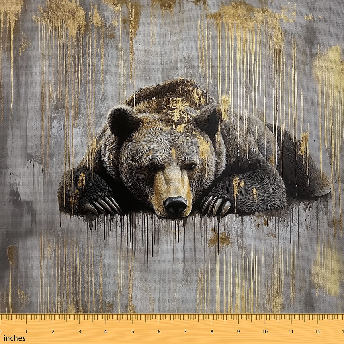Manfei Brown Bear Sewing & Crafting Fabric (1 Yard), Gray Gold ...