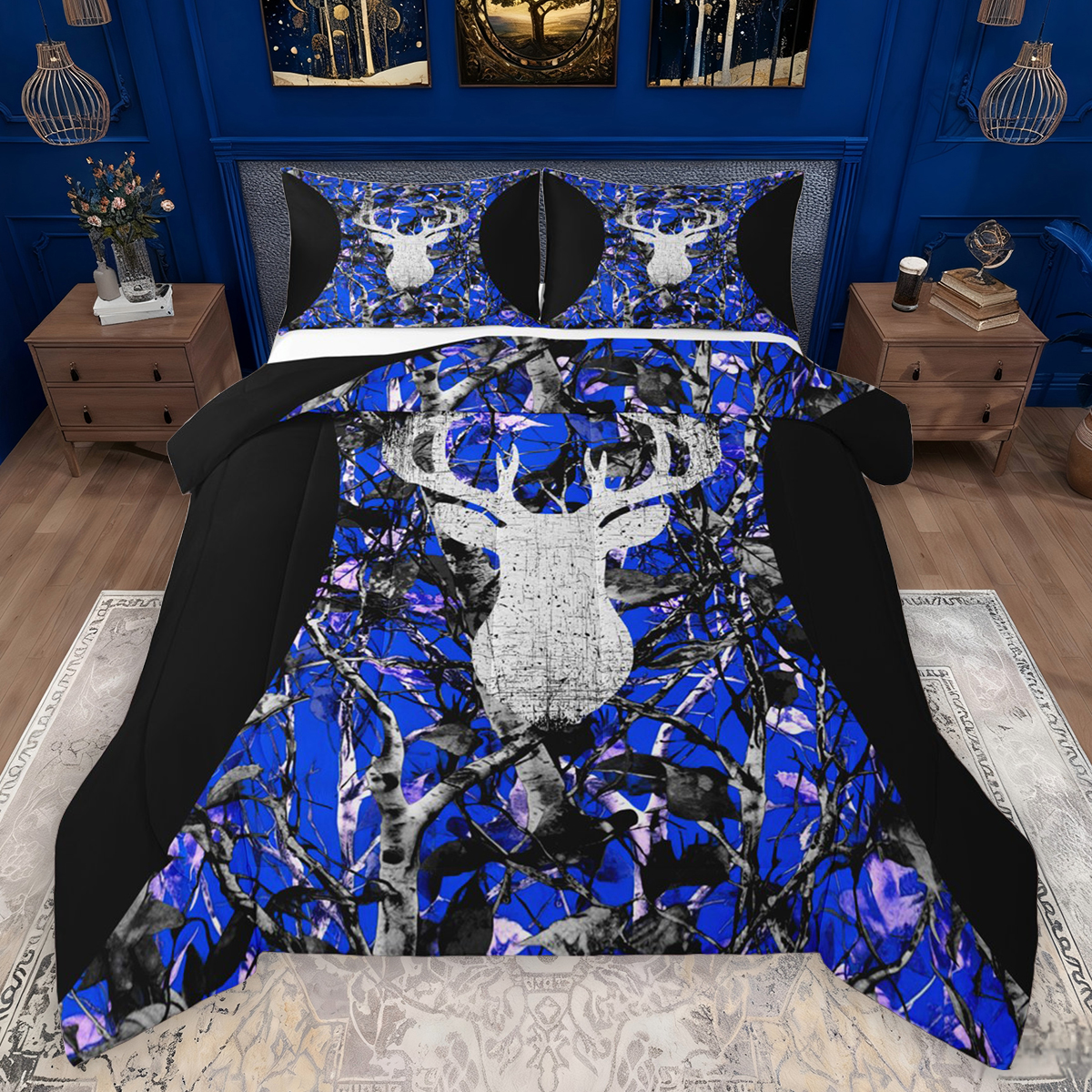 Manfei Camo Hunting Deer Queen Comforter Set,Rustic Western Farmhouse ...