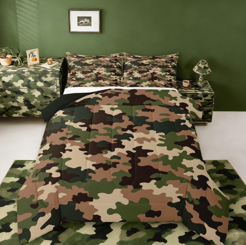 Manfei Camouflage Hunting Queen Comforter Set,Camo Army Bedding Sets ...