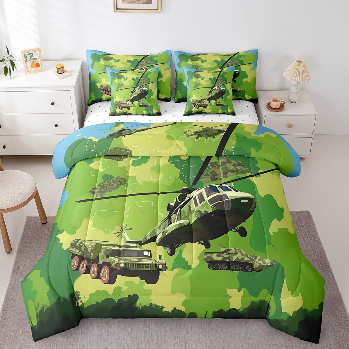 Manfei Camouflage Print Twin Bedding Sets 7 Pieces,Military Aircraft ...