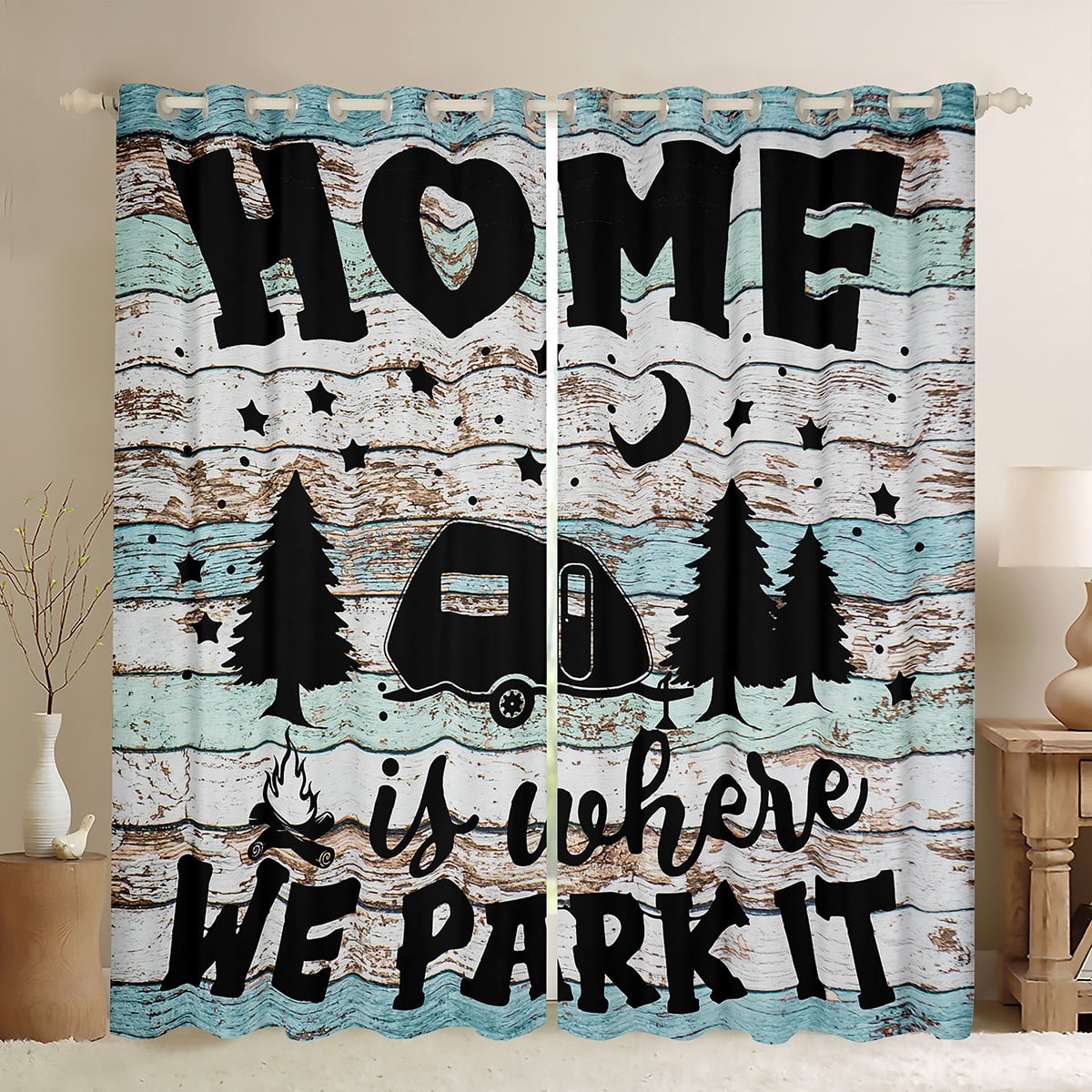 Manfei Camper Car Blackout Curtains Set of 2 (38x54 Each),Old Barn Door ...