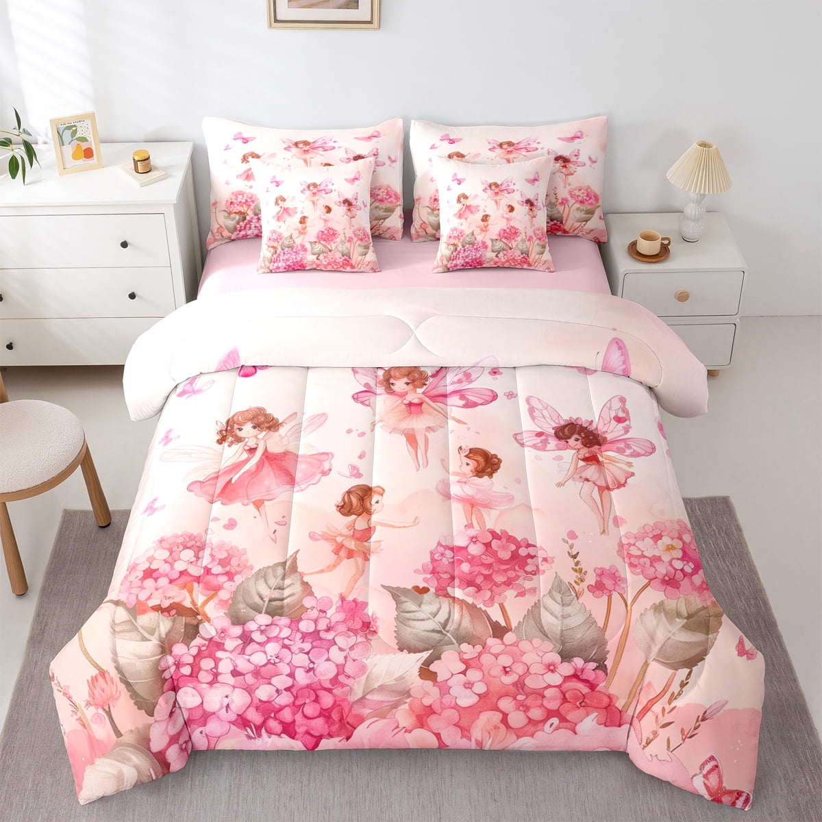Manfei Caroon Elf Girls 7pcs Bedding Comforter Set,Romantic Flower ...