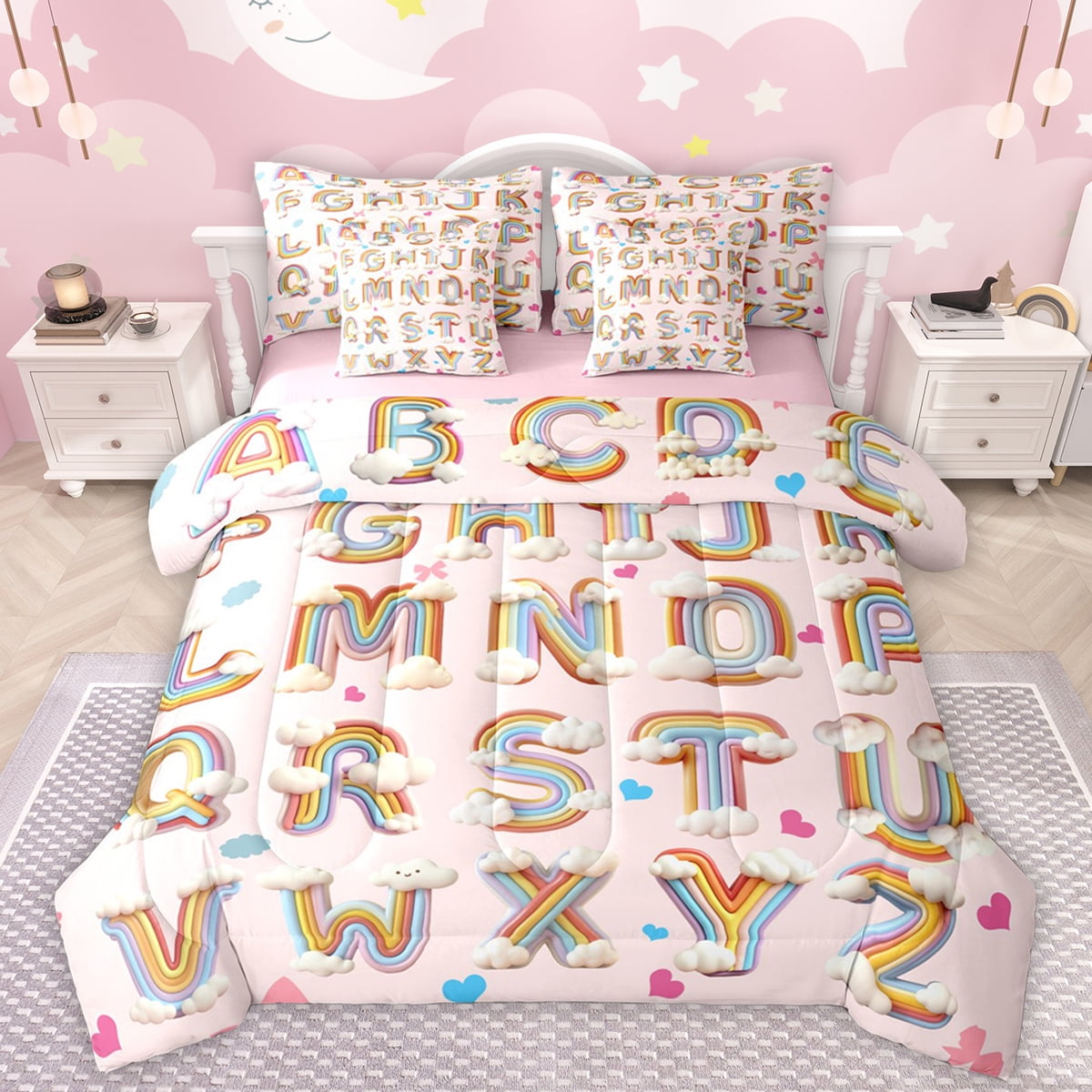 Manfei Cartoon 26 Letters 7pcs Bedding Comforter Set,Colorful Abc ...