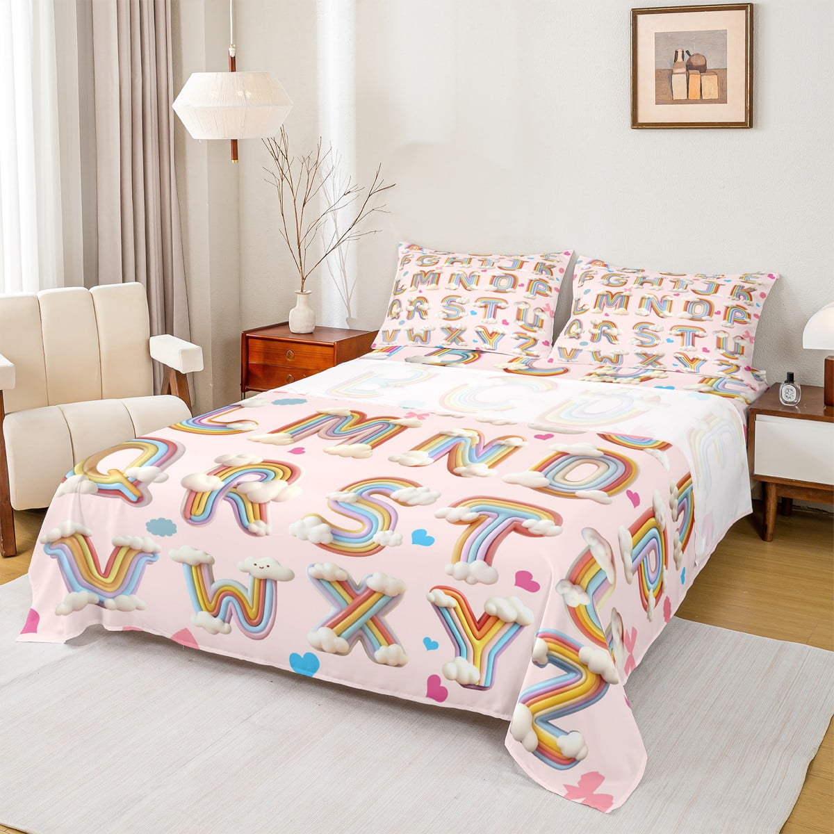 Manfei Cartoon 26 Letters Twin Sheet Sets,Colorful Abc Alphabet Twin ...