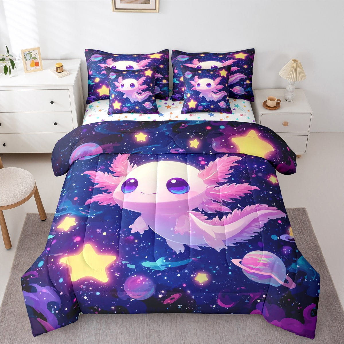 Manfei Cartoon Animal Axolotl 7pcs Bedding Comforter Set,Dreamy Planet ...