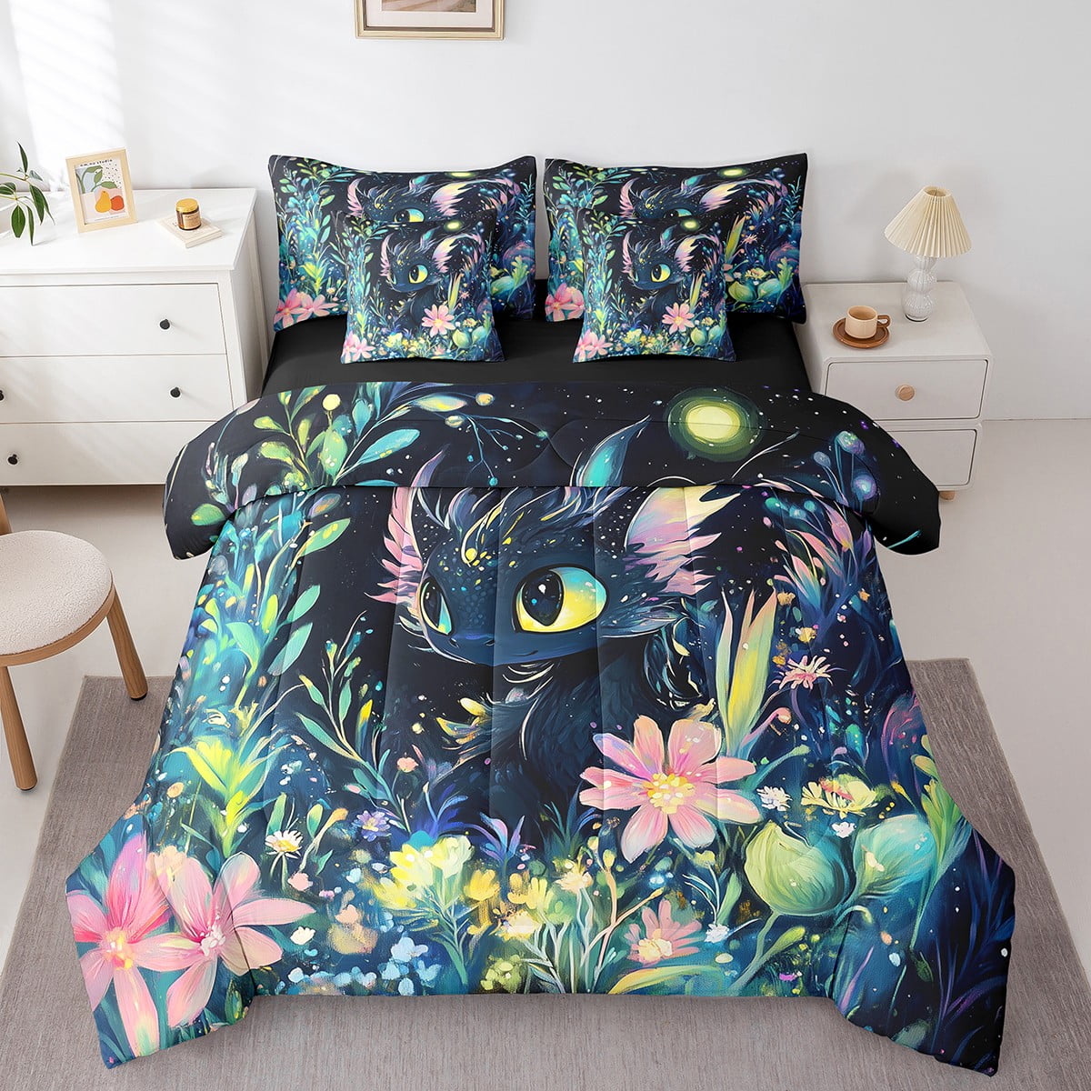 Manfei Cartoon Animal Dragon Bedding Comforter Set 7-Piece,Oil Painting ...