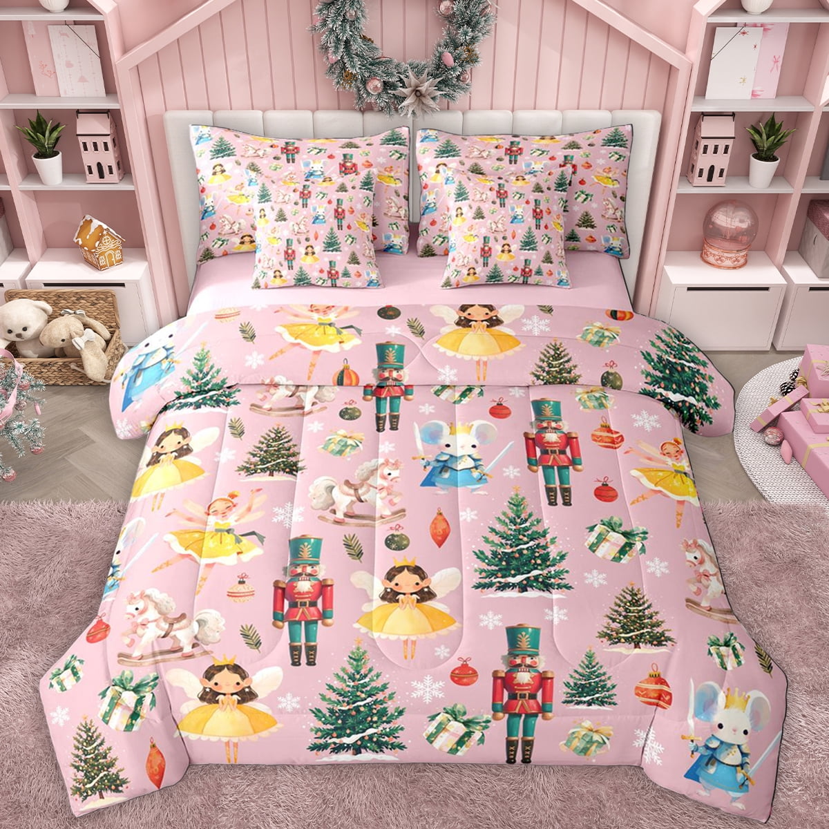 Manfei Cartoon Ballet Nutcracker 7-Piece Twin Bedding Sets,Kawaii Elf ...