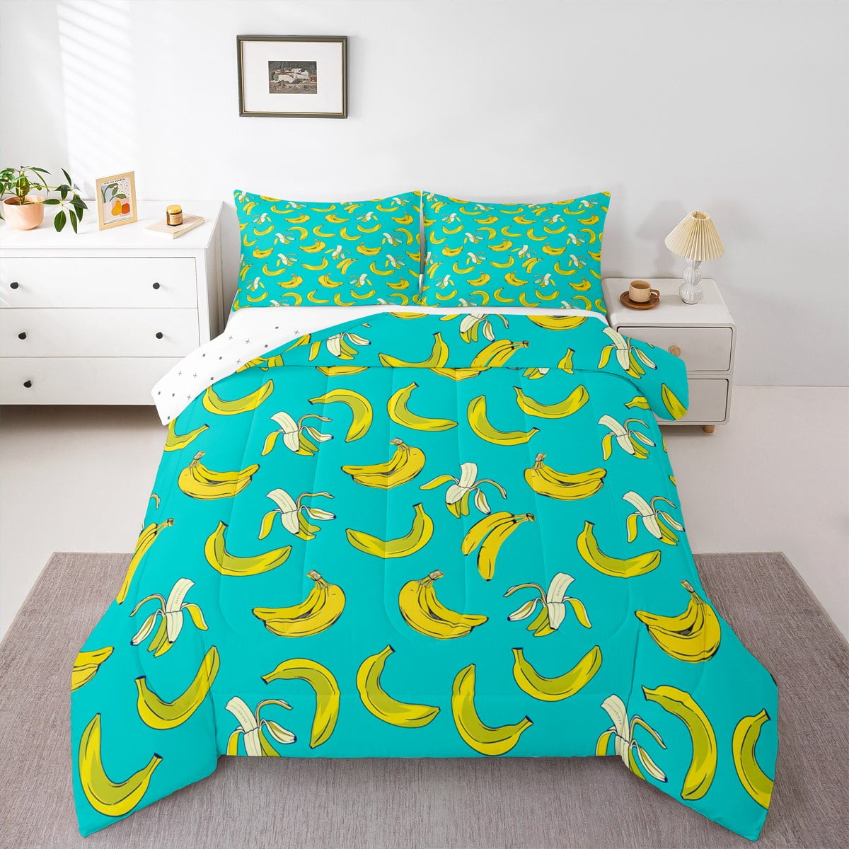 Manfei Cartoon Banana Queen Comforter Set, Fresh Fruit Bedding Sets ...