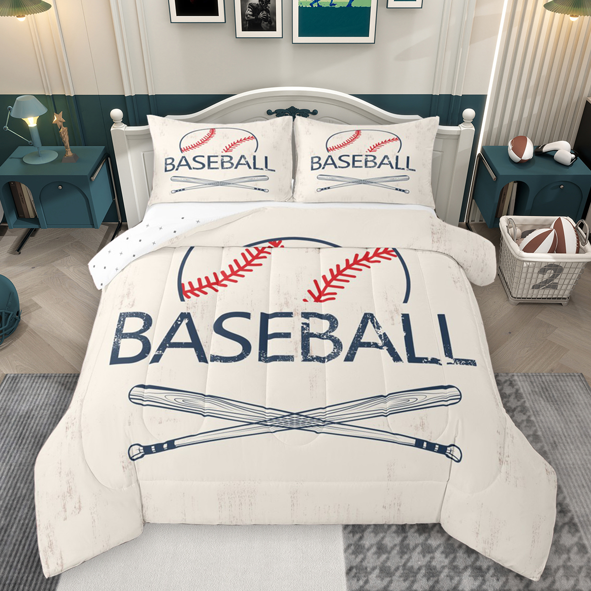 Homewish Cartoon Baseball Sports Boys Full Comforter Set, 3pcs ...