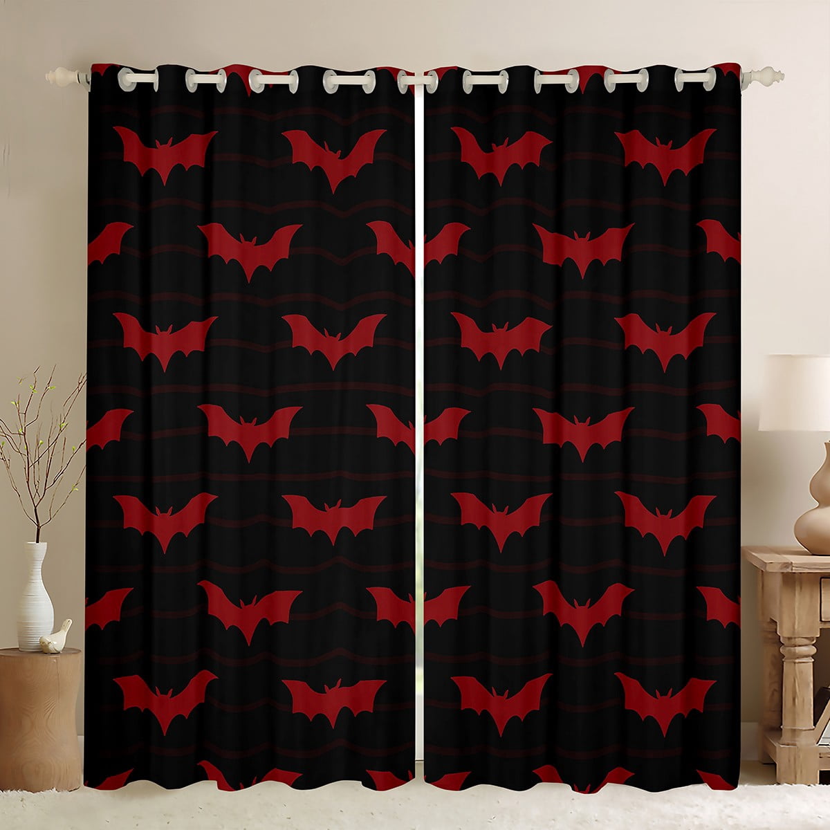 Manfei Cartoon Bats Print Blackout Curtains Set of 2 (52x84 Each) for ...