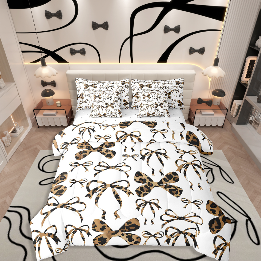 Manfei Cartoon Bow Tie 7pcs Bedding Comforter Set,Leopard Print Queen ...